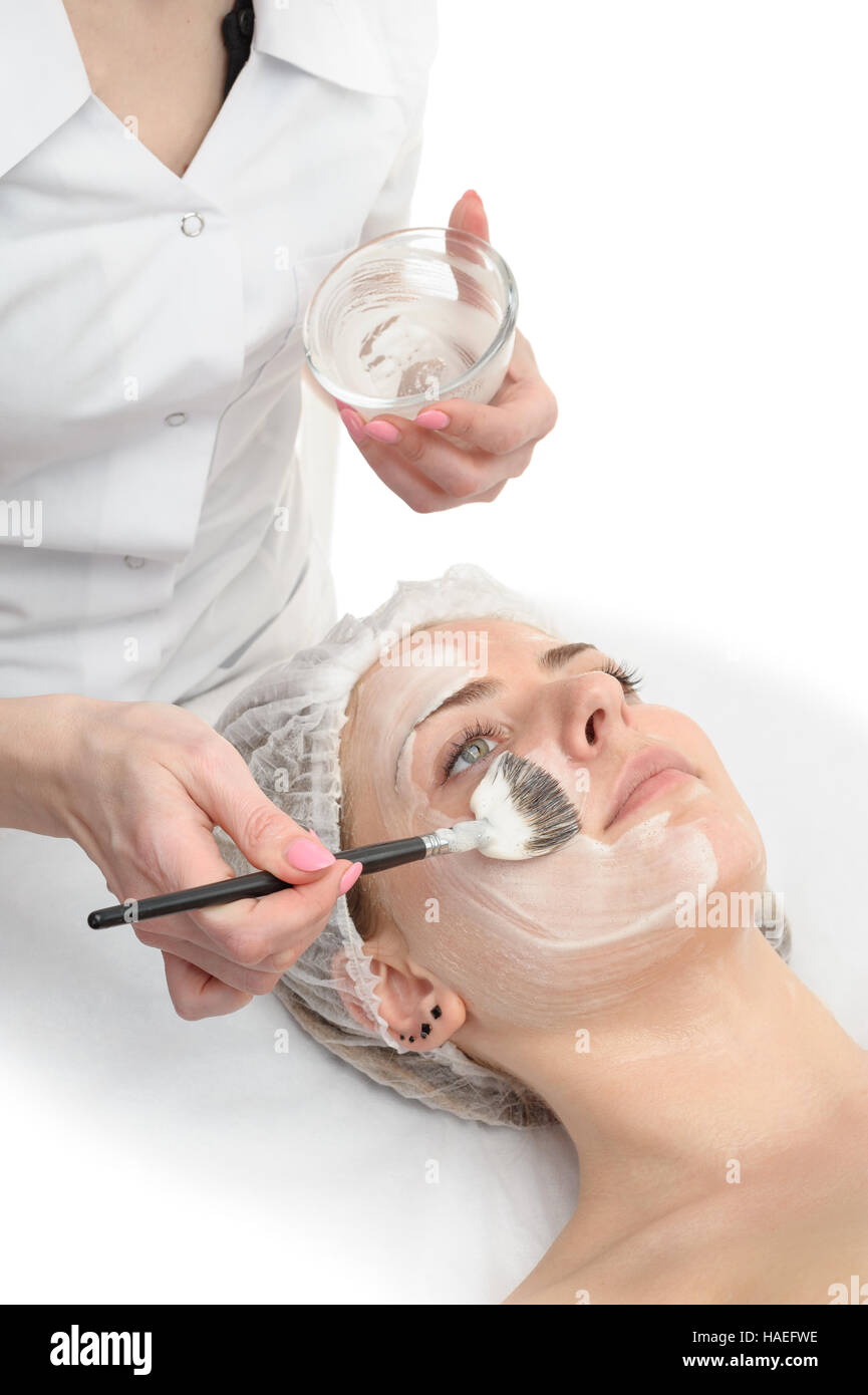 beauty salon, facial mask applying Stock Photo - Alamy