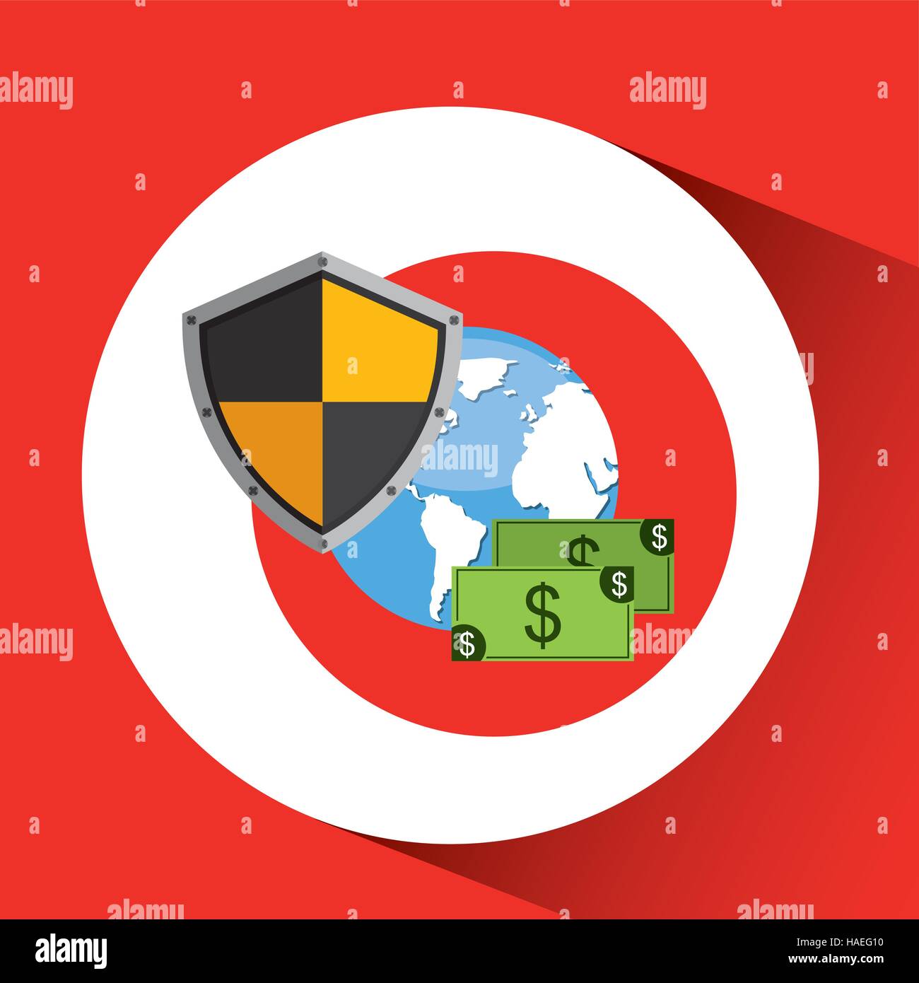 globe banknote banking safe shield protection vector illustration eps ...