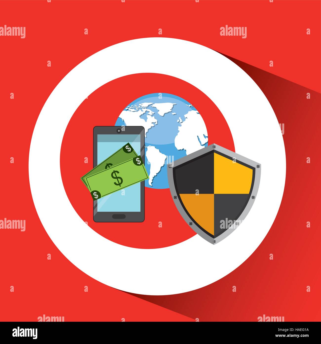 smartphone money banking safe shield protection vector illustration eps ...
