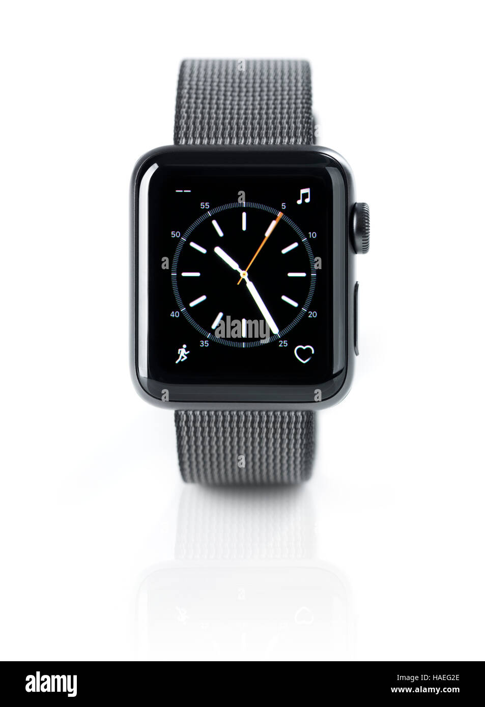 Apple Watch smartwatch with analog clock dial on display front view ...