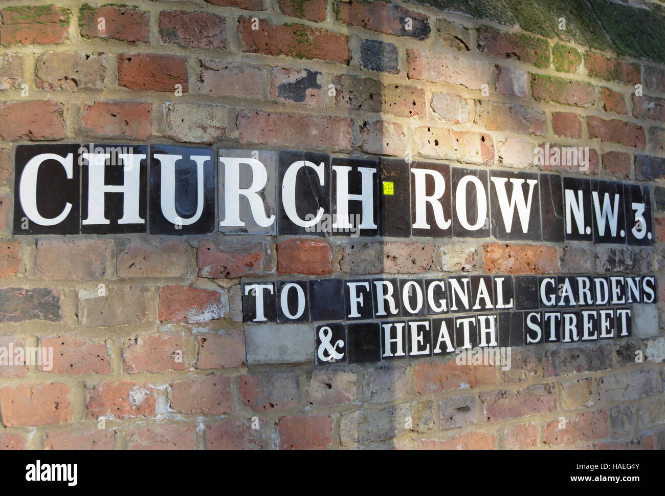 street name sign for church row, hampstead, london nw3 Stock Photo - Alamy