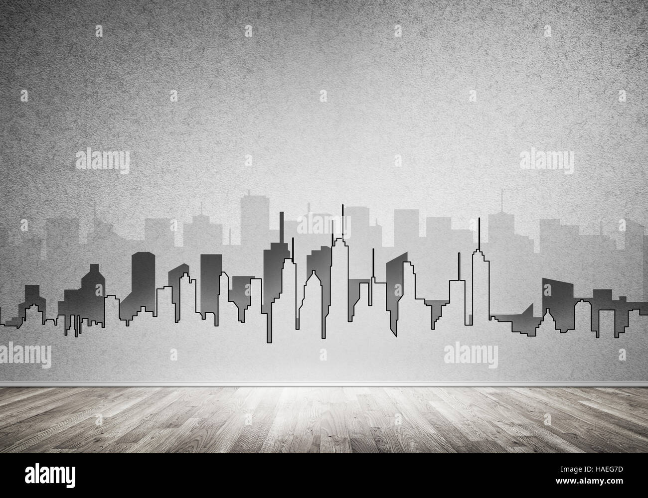 City design on wall Stock Photo - Alamy
