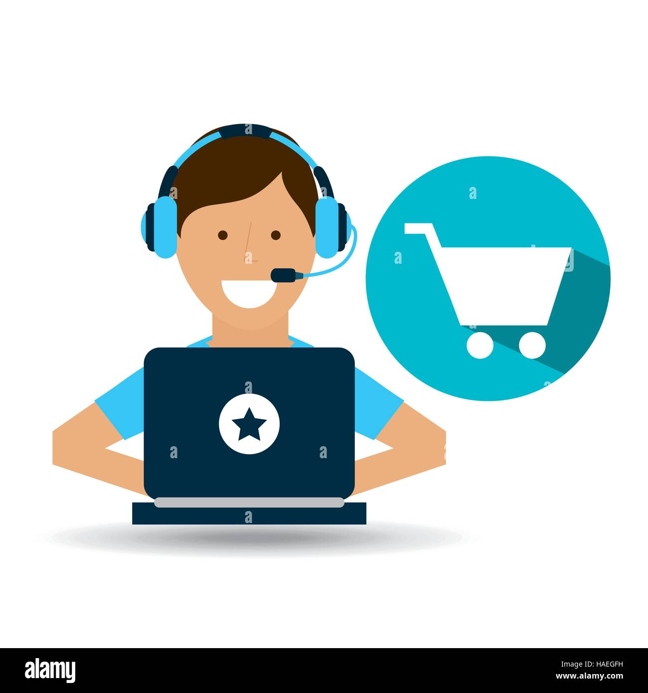 support center with shopping cart vector illustration eps 10 Stock ...