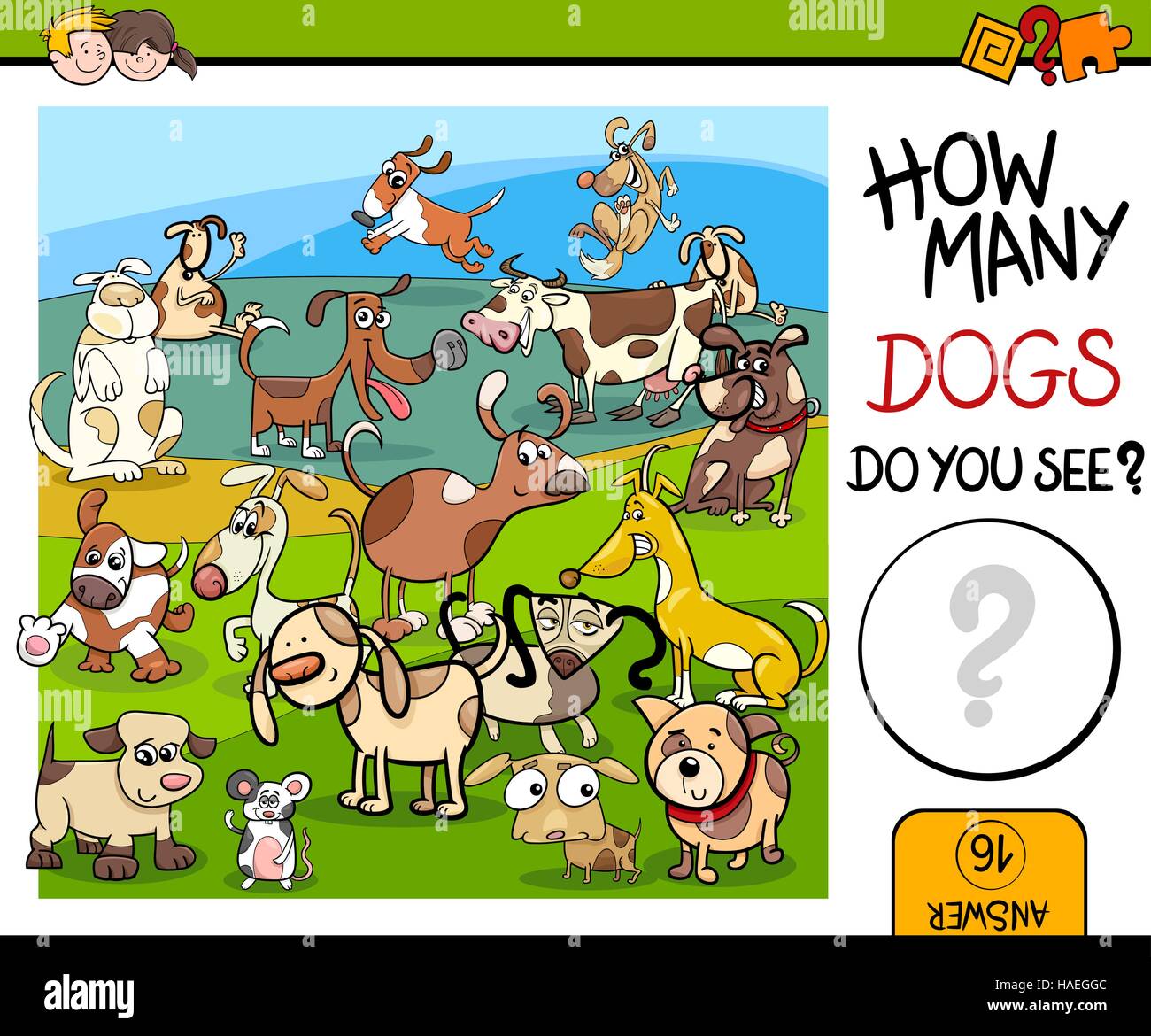 Cartoon Illustration of Educational Counting Game for Children with ...