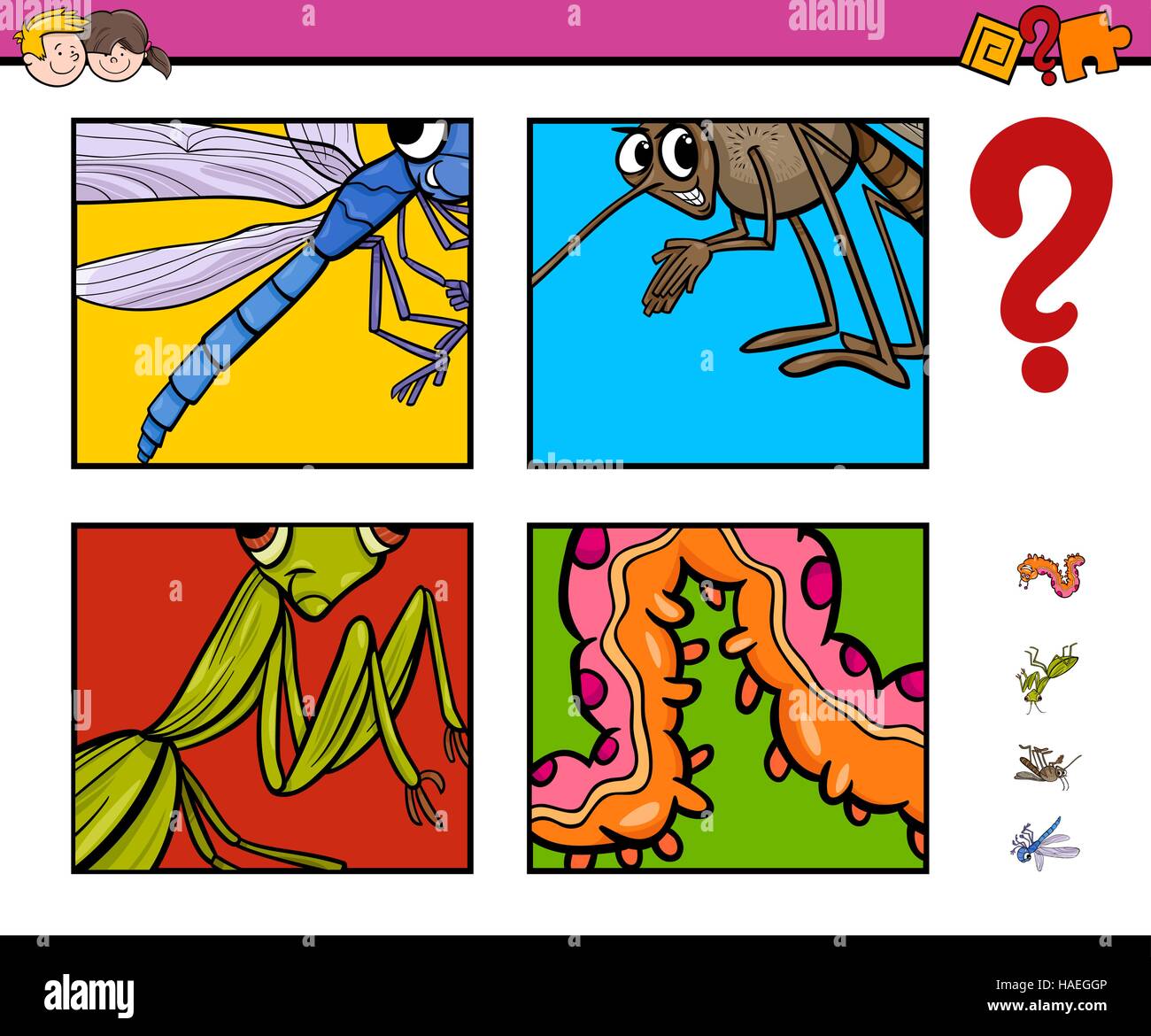 Cartoon Illustration of Educational Activity Game of Guessing Insects ...