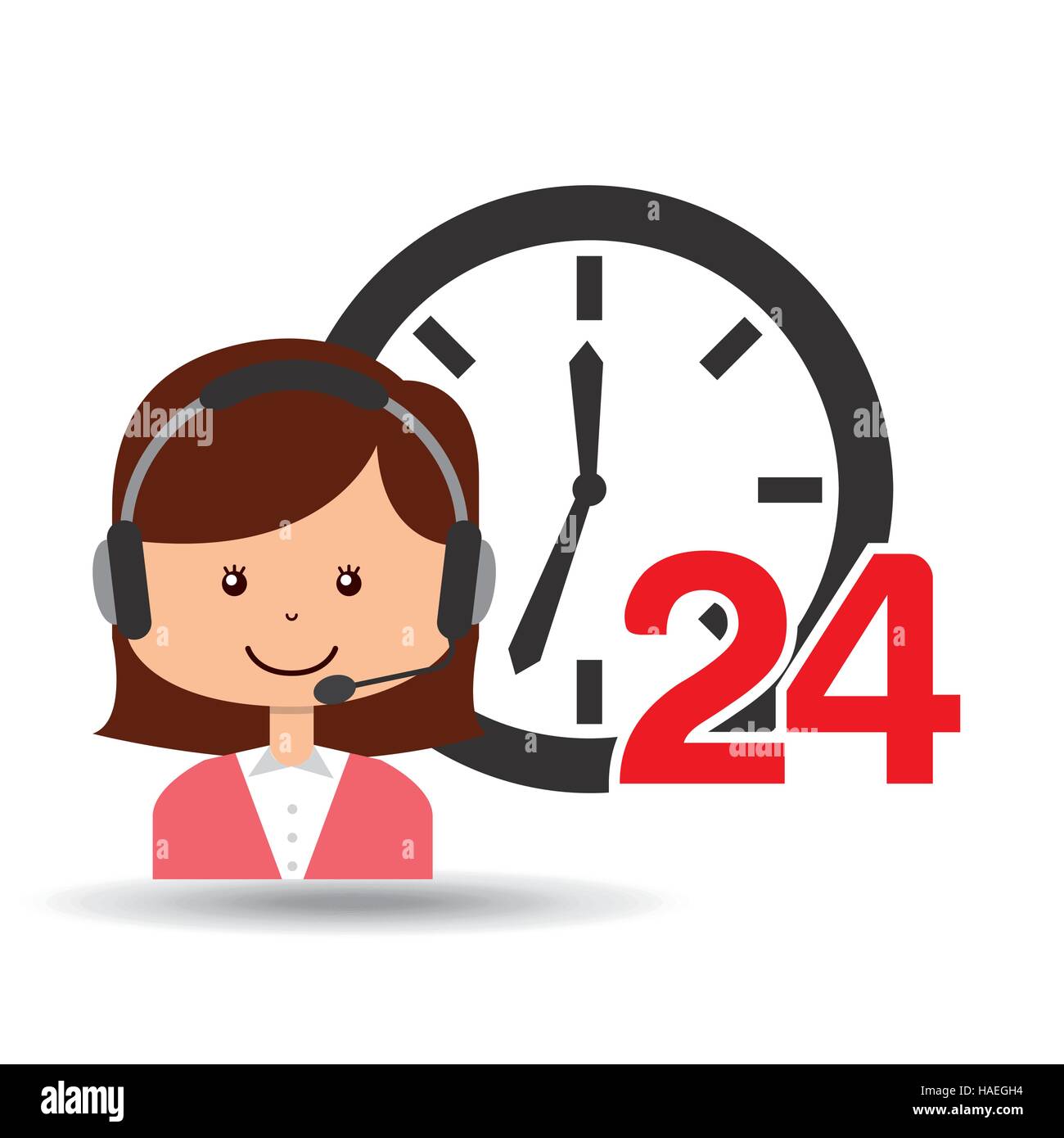 female call center 24 clock service vector illustration eps 10 Stock ...