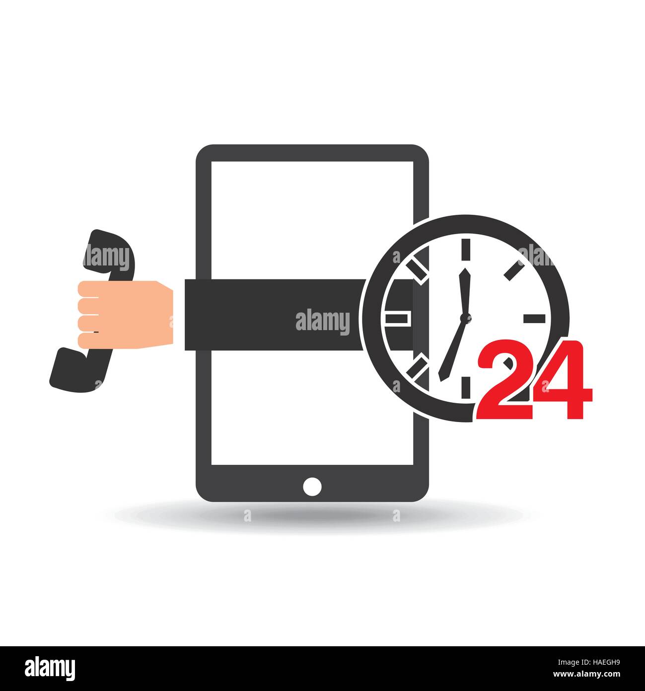 support center via phone 24 hours vector illustration eps 10 Stock ...