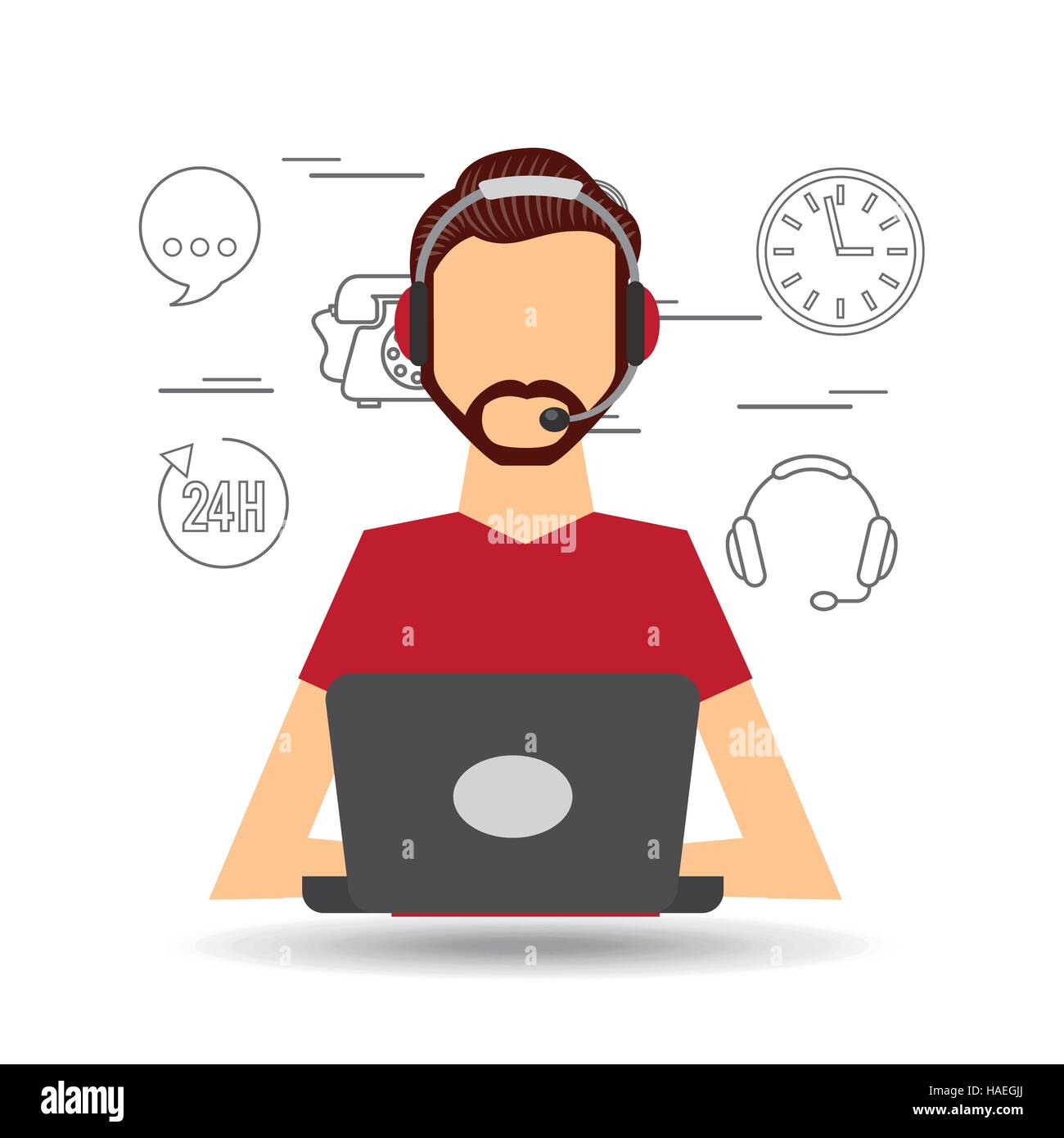 avatar man bearded contact us information service vector illustration ...