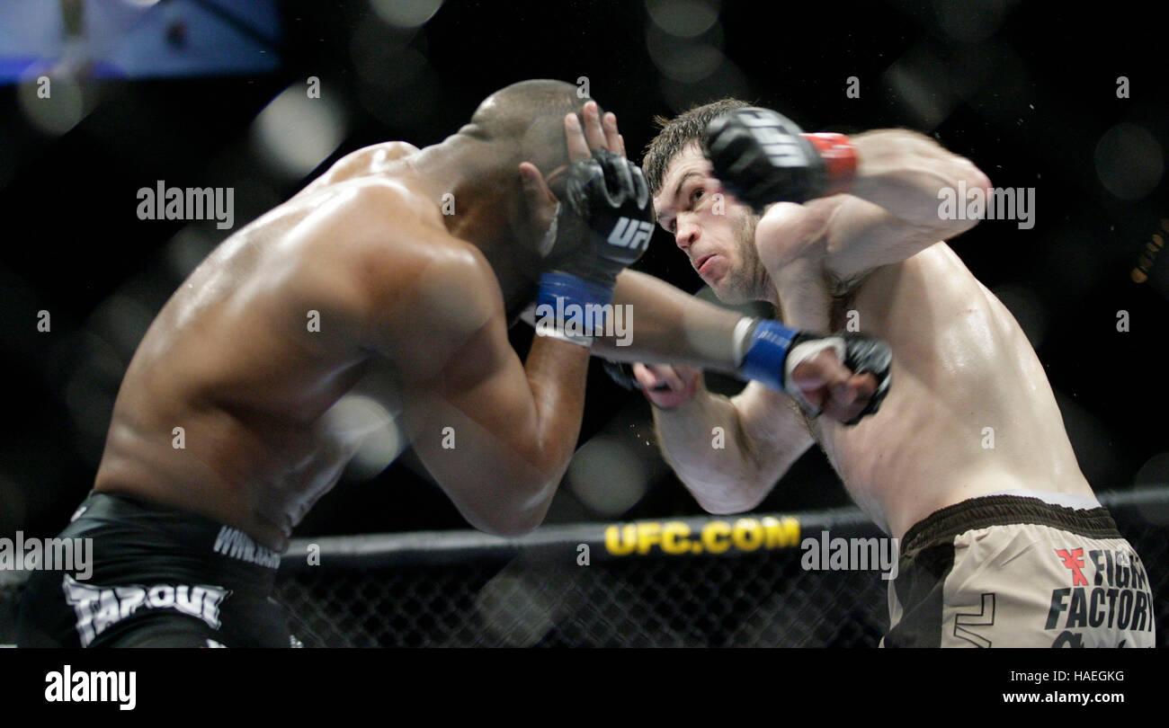 Rashad Evans, left, fights Forrest Griffin during UFC 92 at the MGM ...