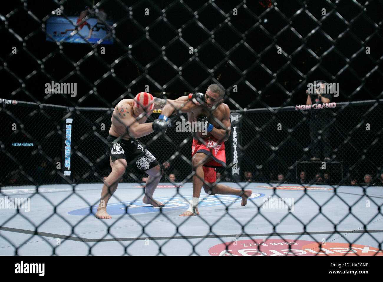 Ryo Chonan, left, fights Brad Blackburn at UFC 92 at the MGM Grand ...