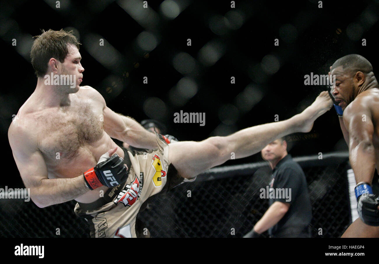 Rashad Evans, right, fights Forrest Griffin during UFC 92 at the MGM ...