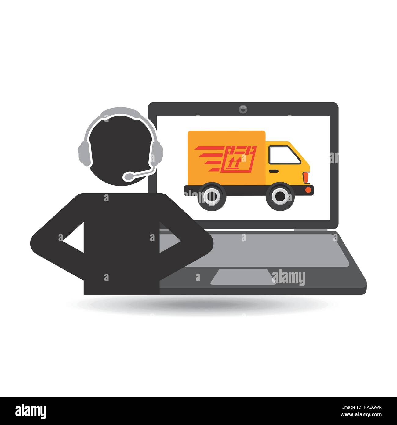 delivery call centre operator online fast delivery truck vector ...