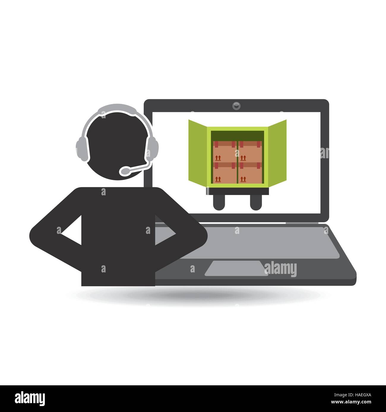 delivery call centre operator online truck delivery vector illustration ...