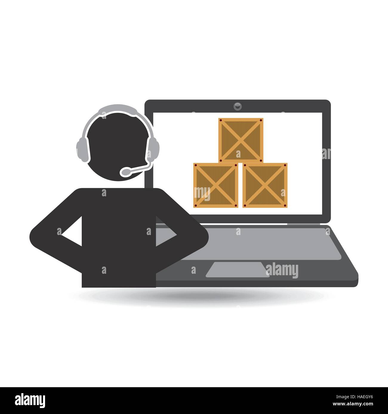 delivery call centre operator online boxes vector illustration eps 10 ...