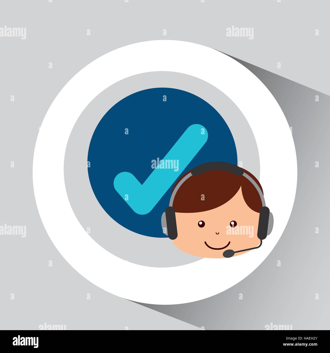 guy operator help service check mark vector illustration eps 10 Stock ...