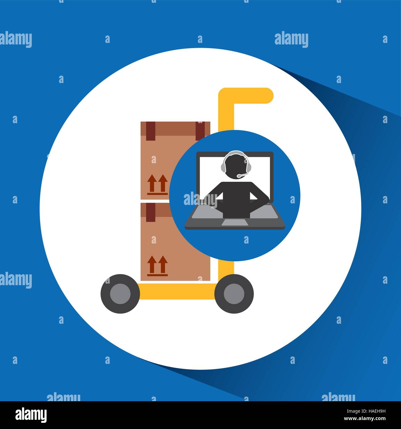 delivery call centre operator online hand truck package vector ...