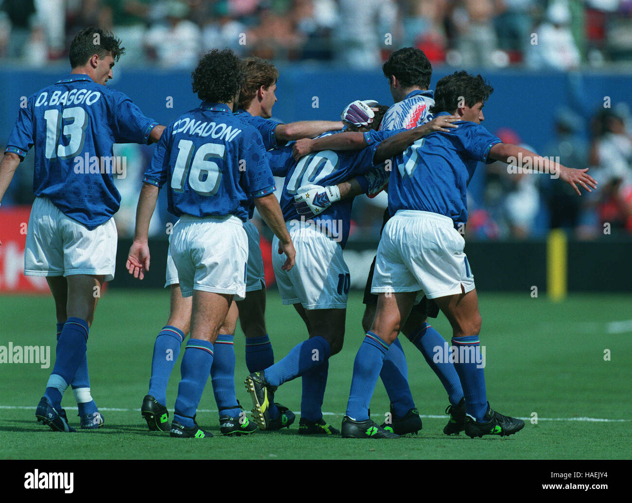 ITALIANS CELEBRATE BAGGIO GOAL ITALY'S VICTORY OVER BULGARIA 13 July ...