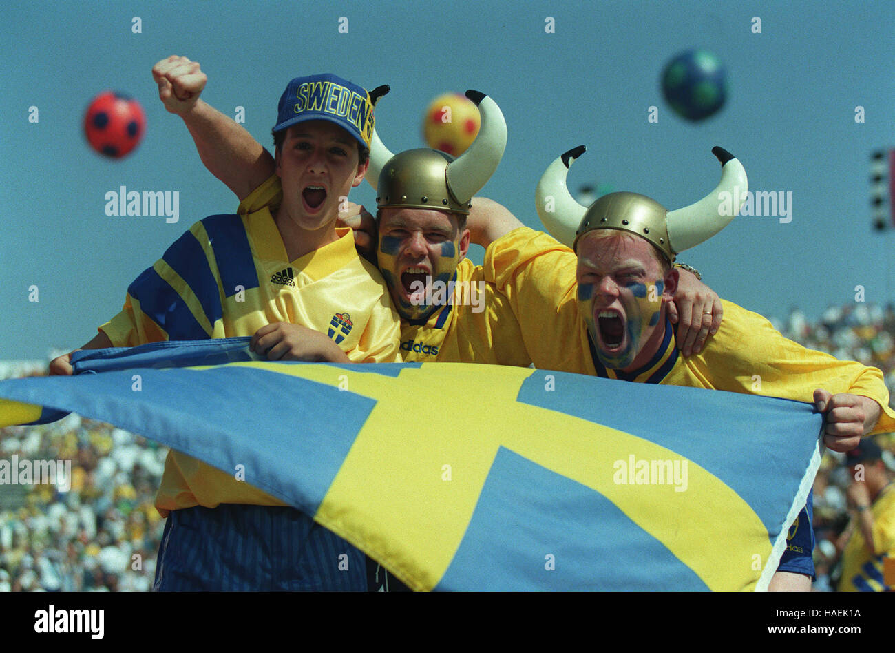 SWEDISH FANS BEFORE SEMI FINAL WORLD CUP 1994 13 July 1994 Stock Photo ...