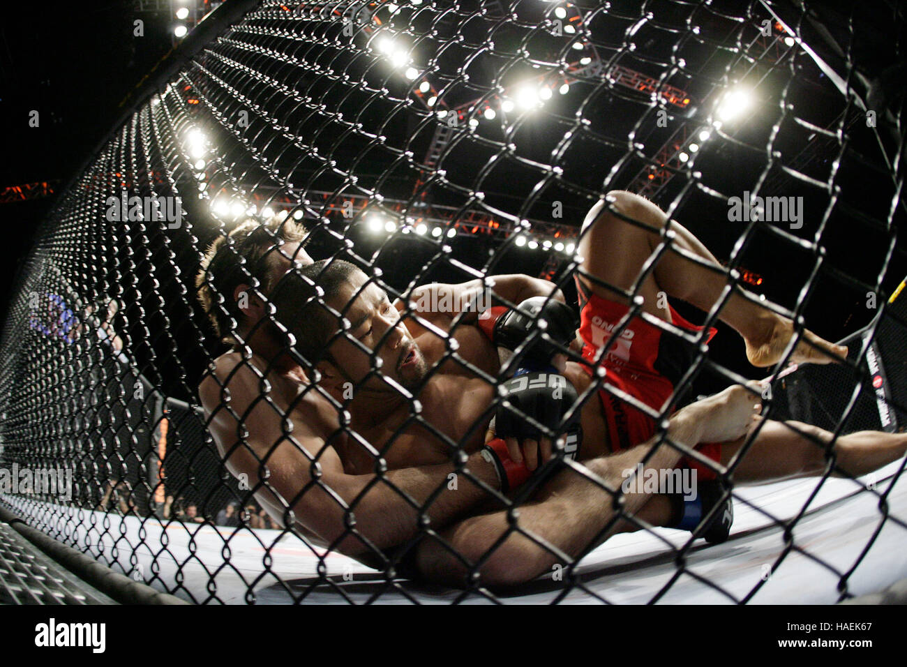 Jon Fitch, top, fights Akihiro Gono at UFC 94 at the MGM Grand Arena ...