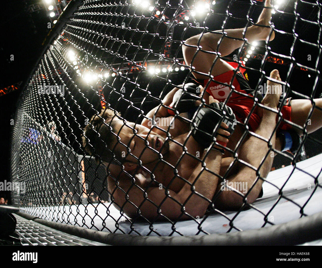 Jon Fitch, top, fights Akihiro Gono at UFC 94 at the MGM Grand Arena ...
