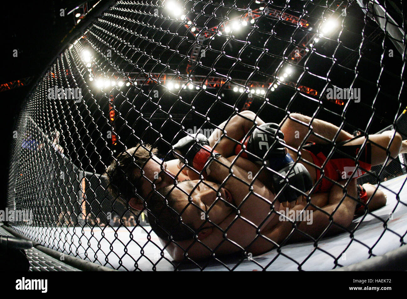 Jon Fitch, top, fights Akihiro Gono at UFC 94 at the MGM Grand Arena ...