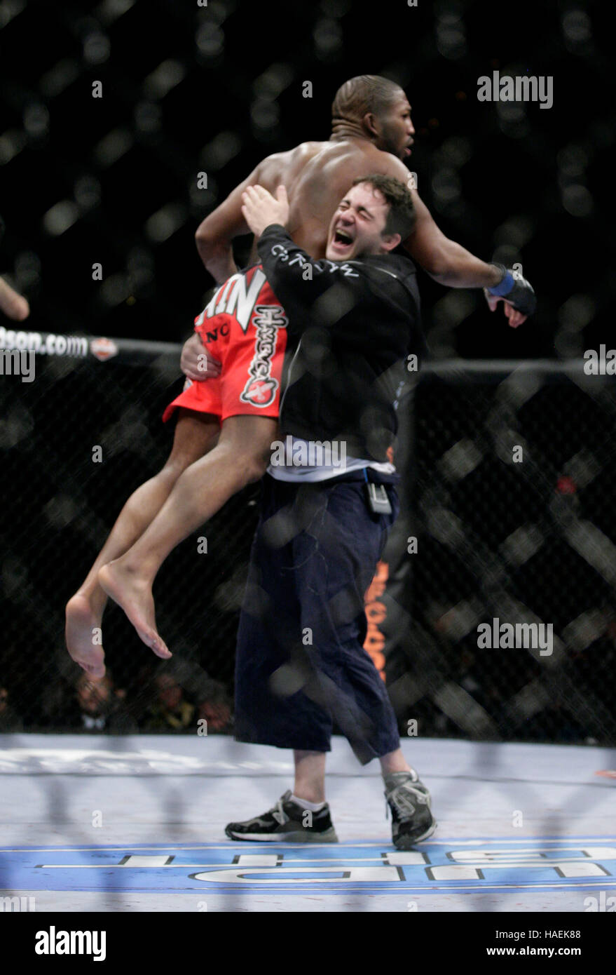 John Howard celebrates his victory over Chris Wilson at UFC 94 at the ...