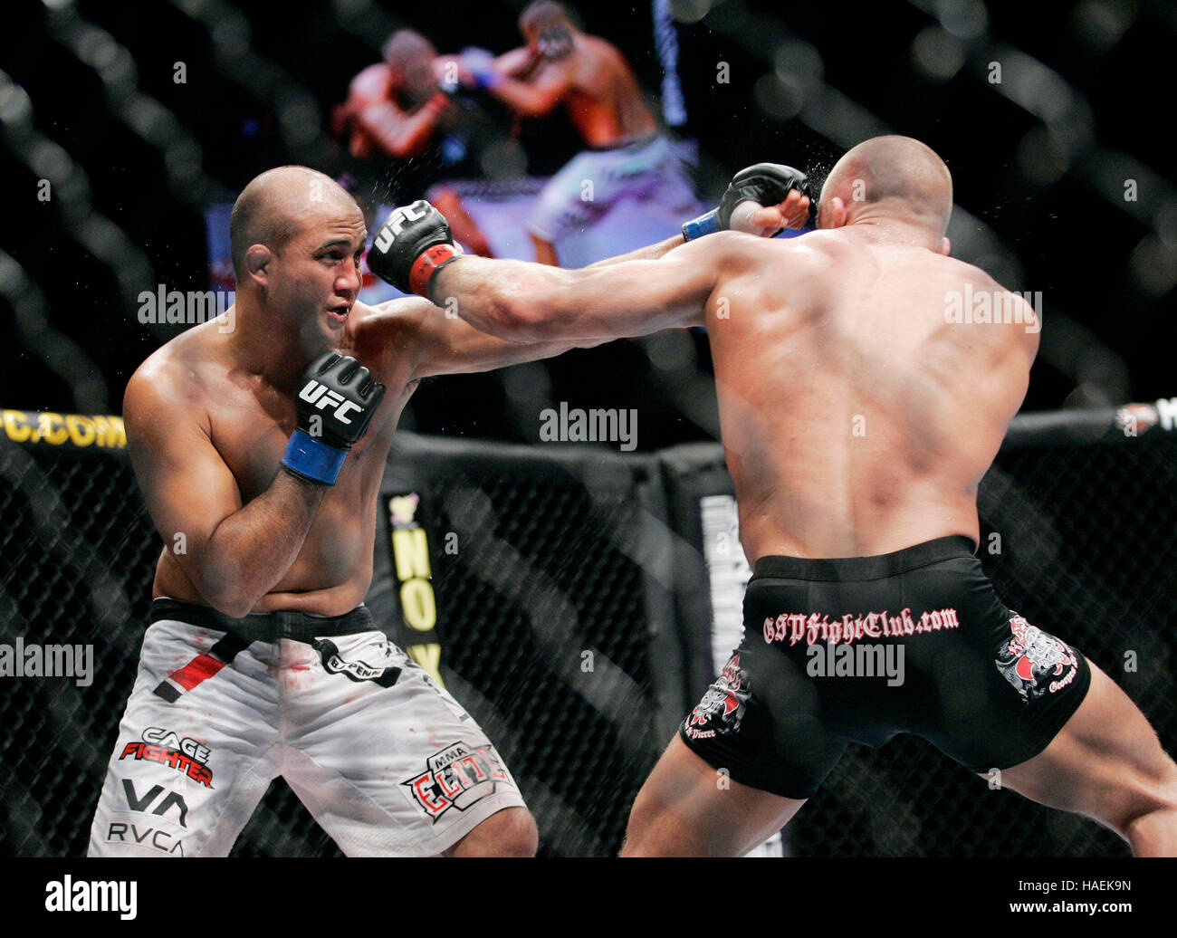 Georges St.-Pierre, right, fights BJ Penn at the UFC 94 at the MGM ...