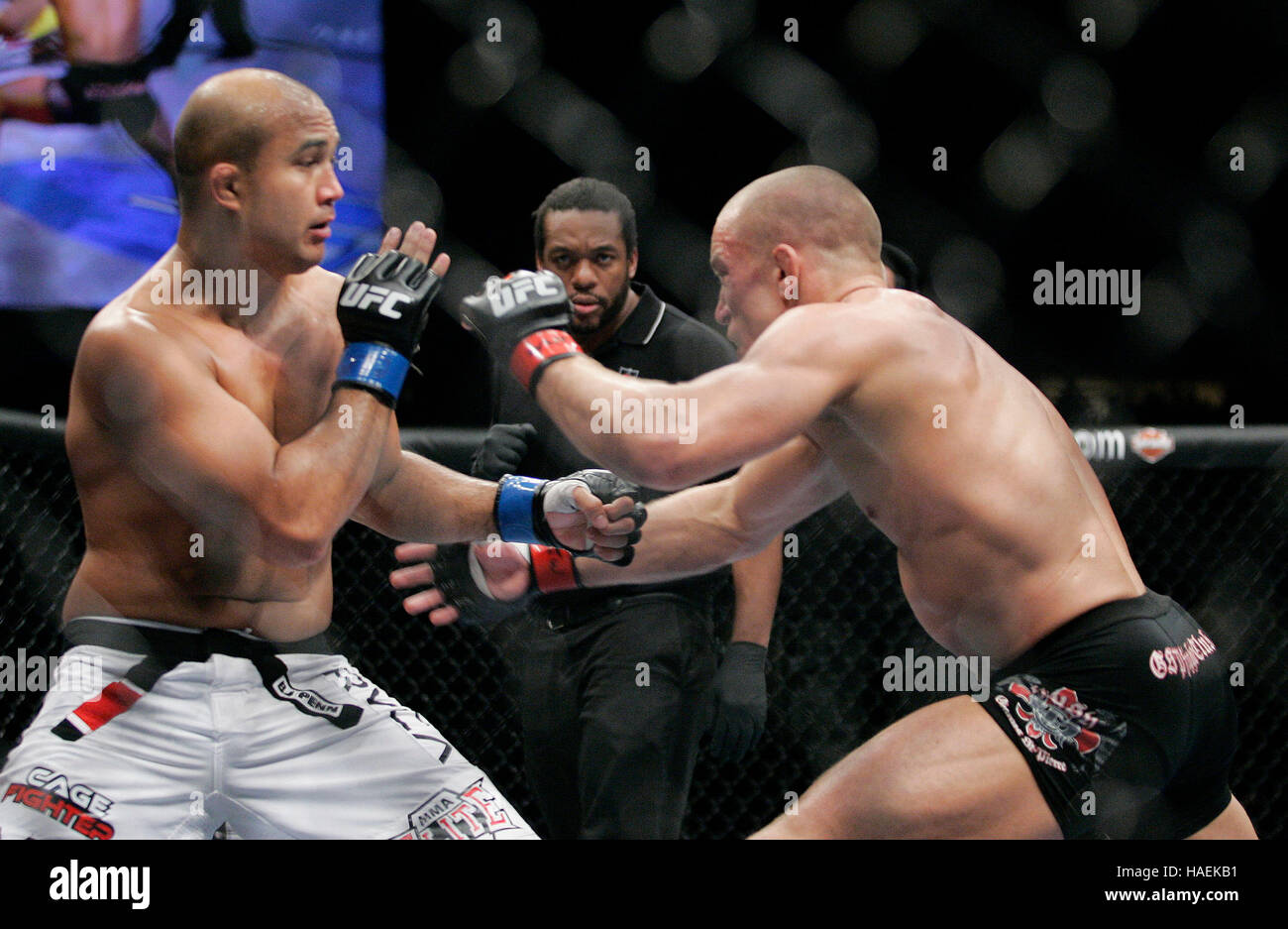 Georges St.-Pierre, right, fights BJ Penn at the UFC 94 at the MGM ...