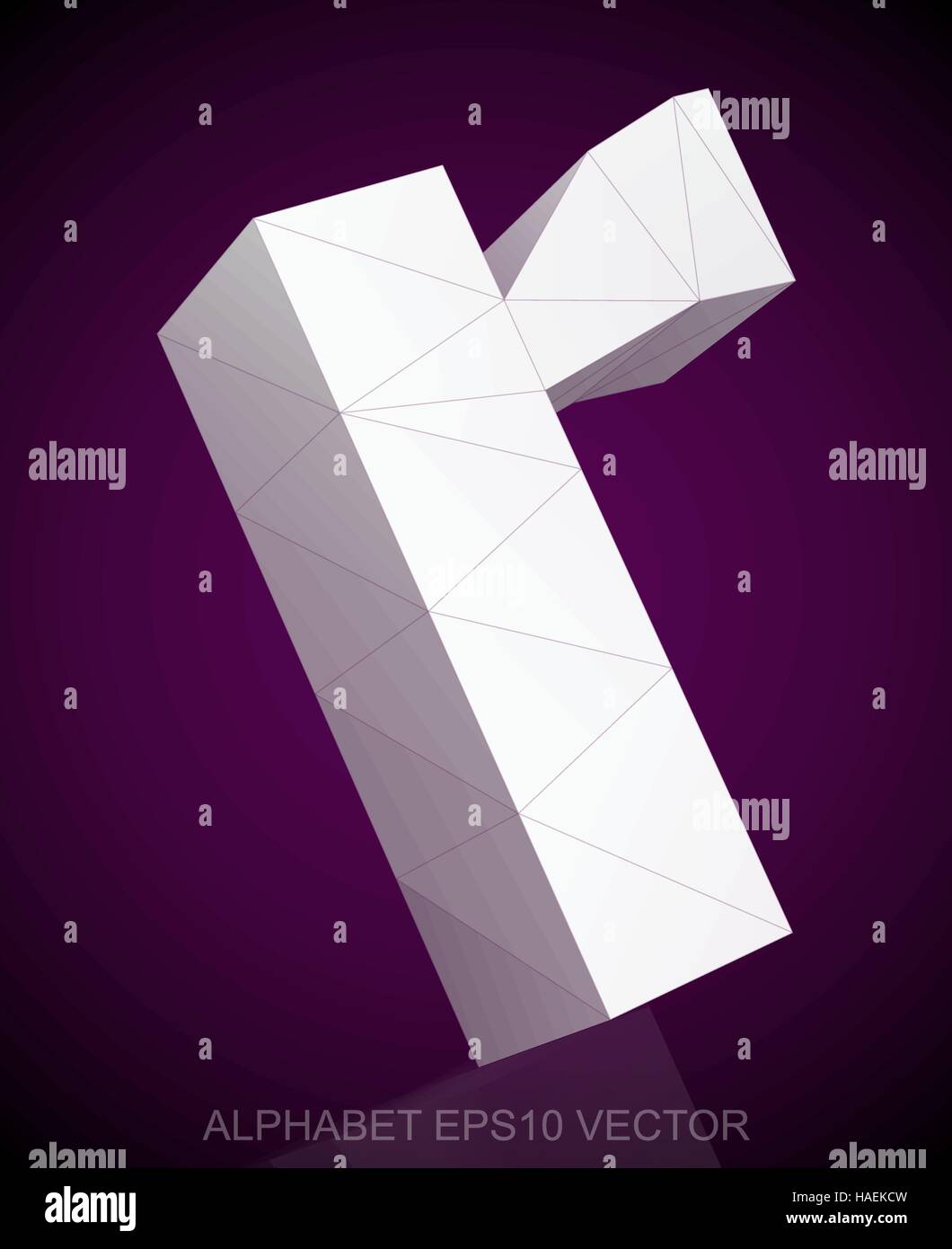 Abstract White 3D polygonal lowercase letter R with reflection. Low ...
