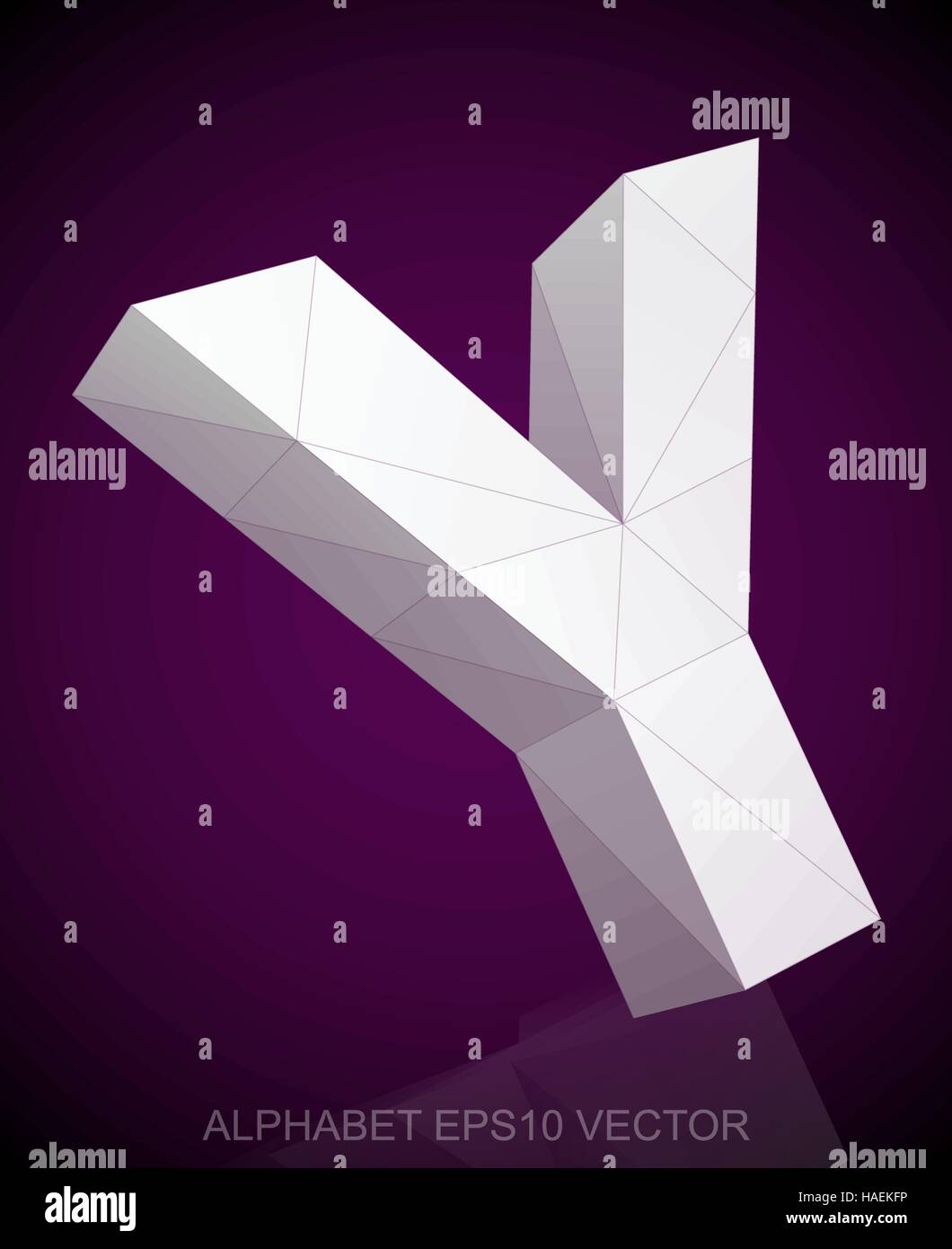 Abstract White 3D polygonal Y with reflection. Low poly alphabet ...