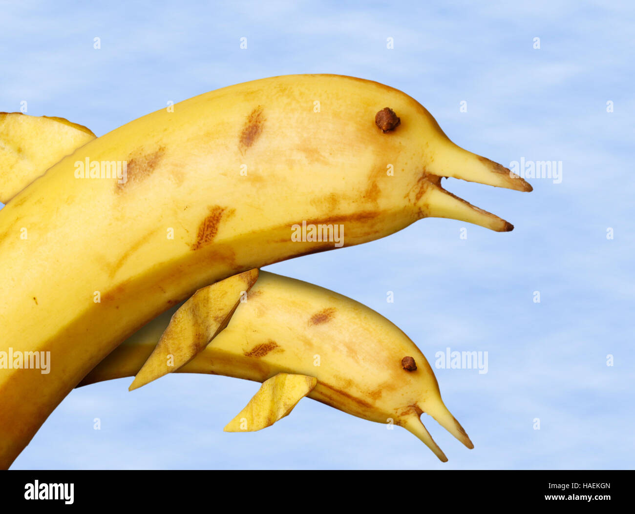 These bananas look like dolphins with cloves for eyes Stock Photo - Alamy