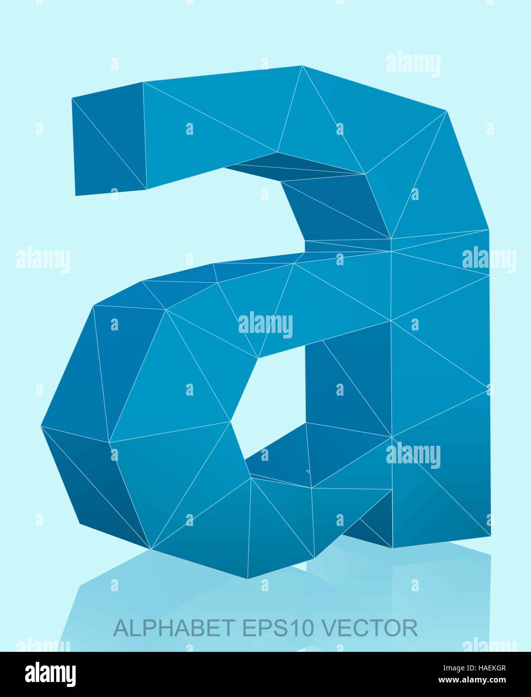 Abstract Blue 3D polygonal lowercase letter A with reflection. Low poly ...
