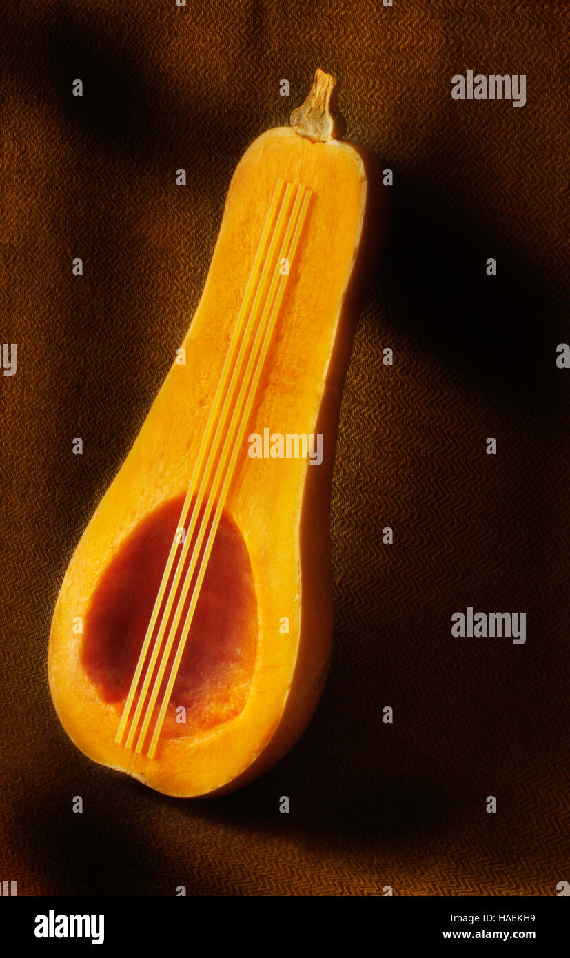 Strands of dried spaghetti make this butternut squash look like a ...