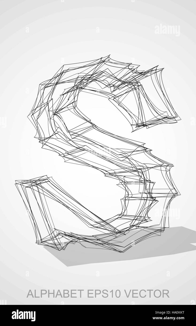 Abstract illustration of a Ink sketched S with Transparent Shadow. Hand ...