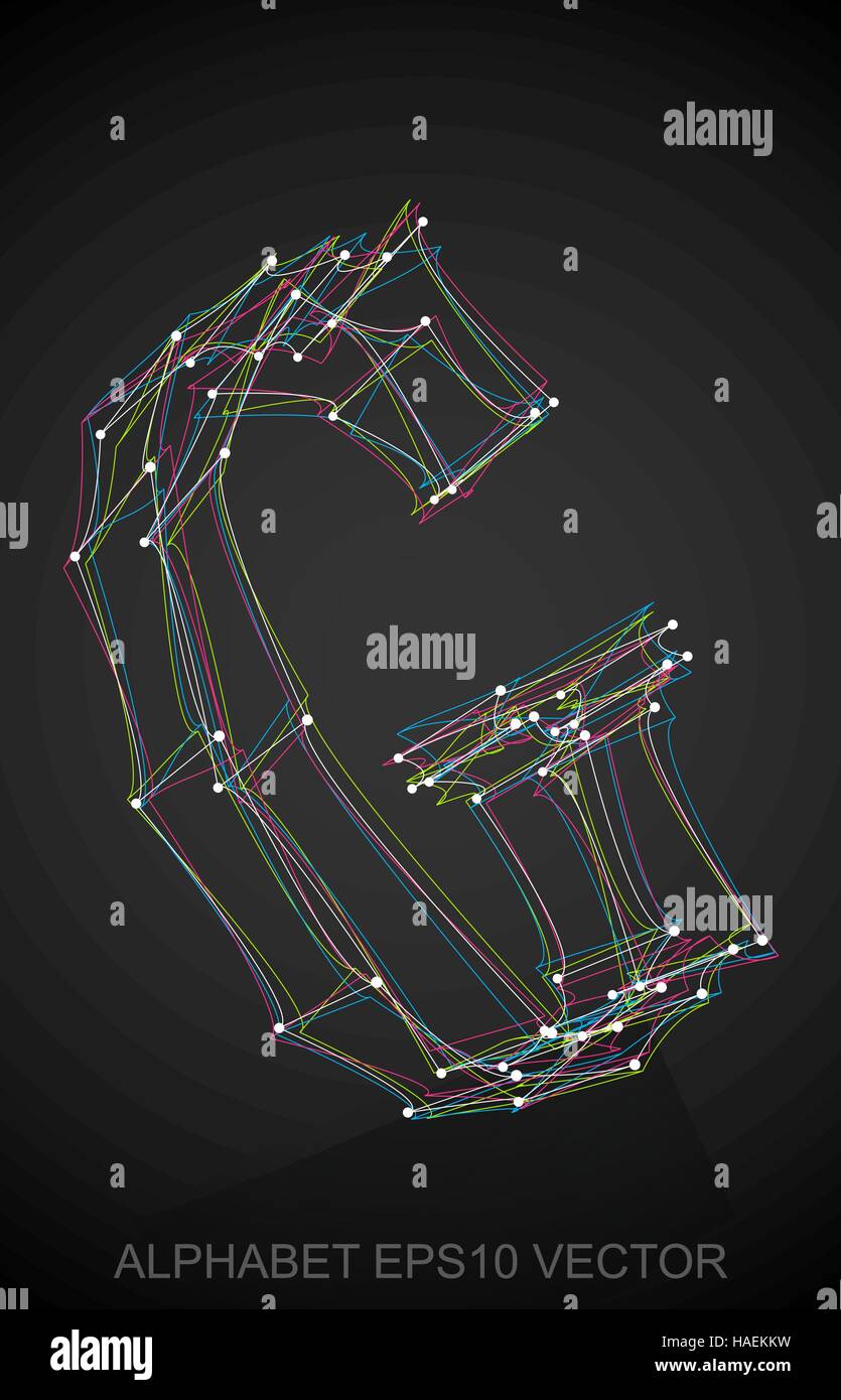 Abstract illustration of a Multicolor sketched uppercase letter G with ...