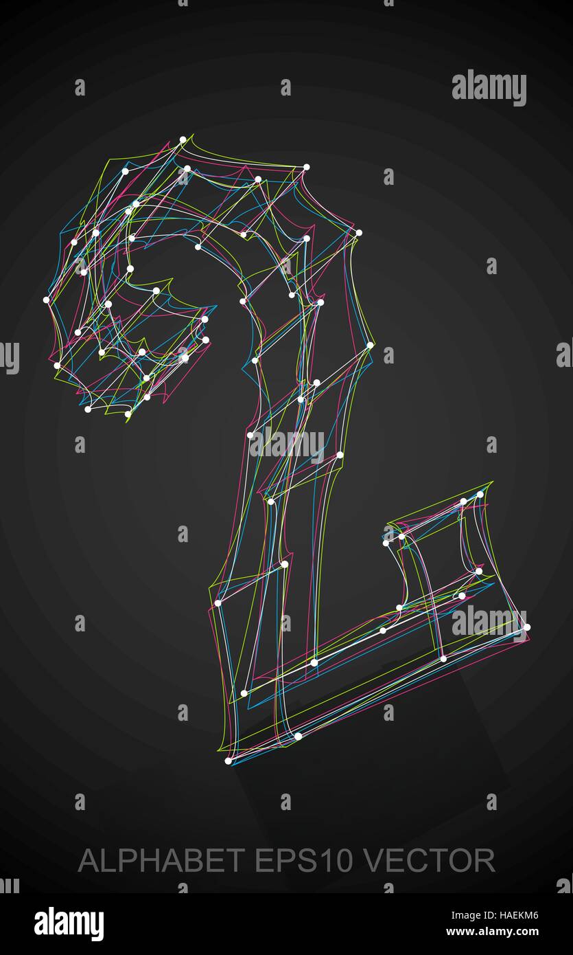 Abstract illustration of a Multicolor sketched number two with ...