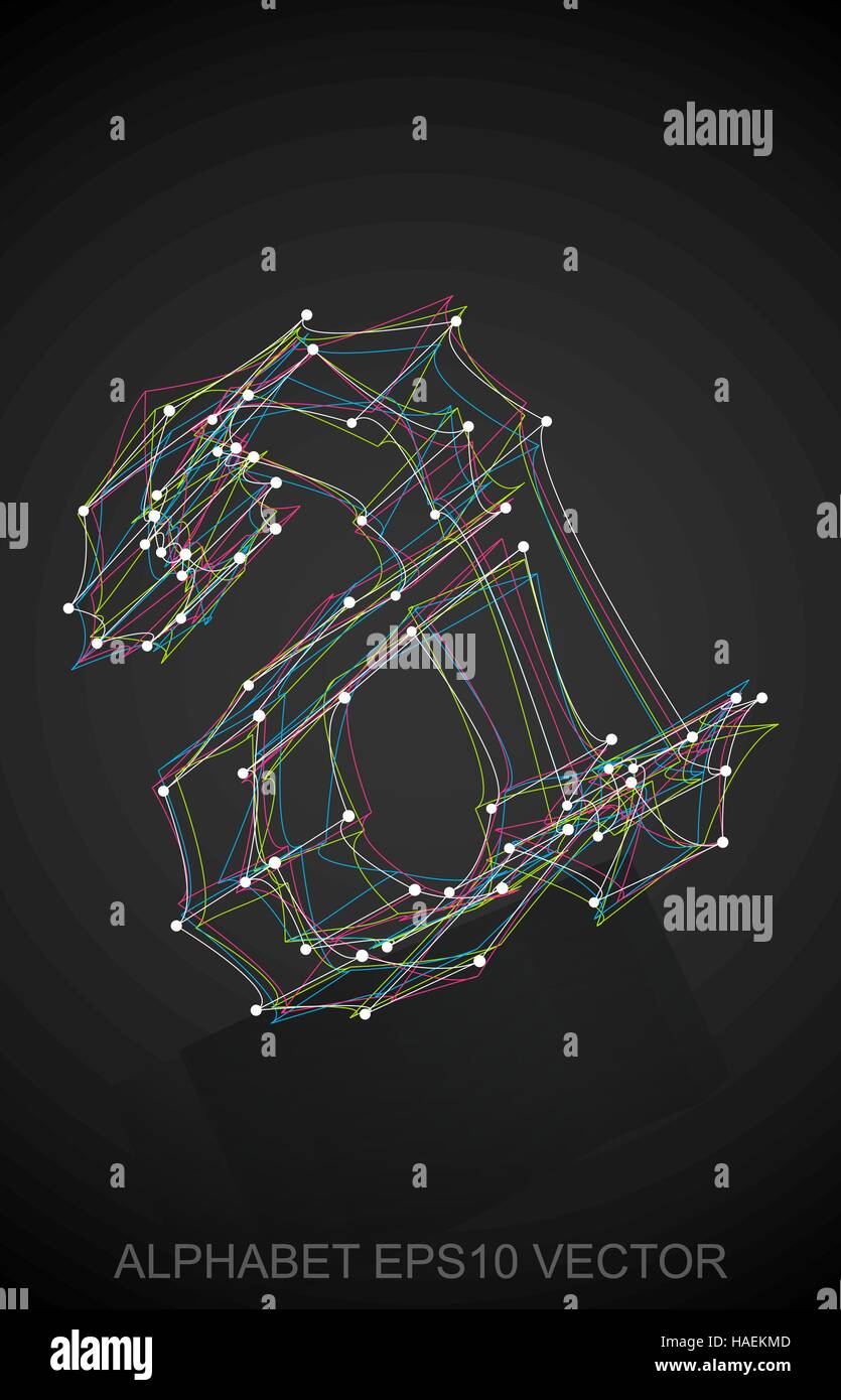 Abstract illustration of a Multicolor sketched lowercase letter A with ...
