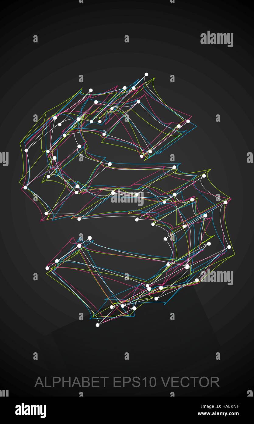 Abstract illustration of a Multicolor sketched lowercase letter S with ...