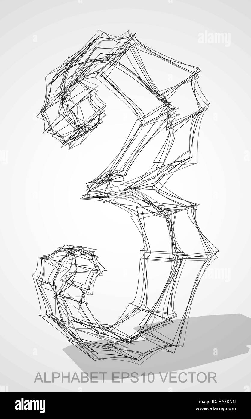 Abstract illustration of a Ink sketched number three 3 with Transparent ...