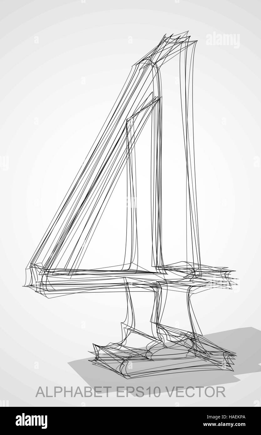 Abstract illustration of a Ink sketched number four with Transparent ...