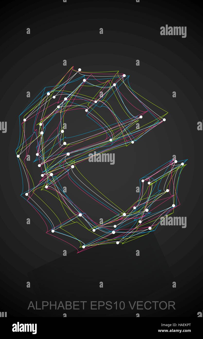 Abstract illustration of a Multicolor sketched lowercase letter E with ...