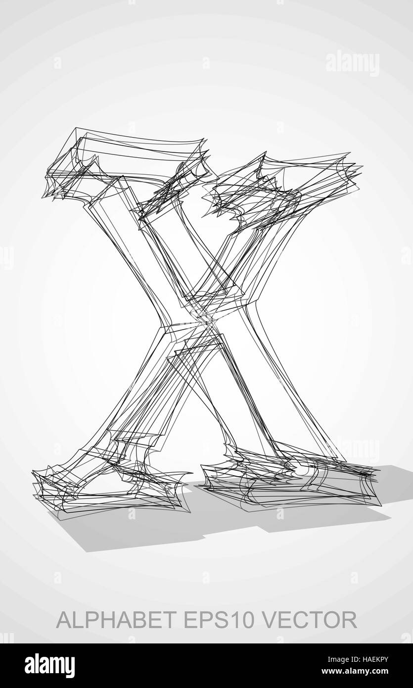 Abstract illustration of a Ink sketched lowercase letter X with ...