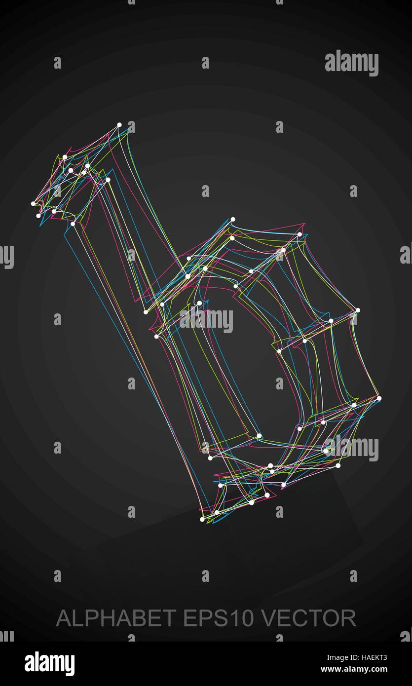 Abstract illustration of a Multicolor sketched lowercase letter B with ...