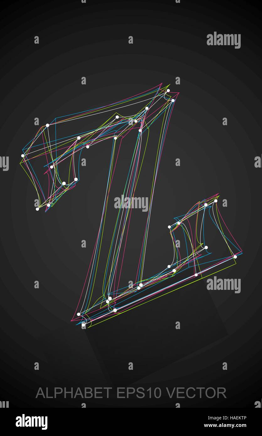 Abstract illustration of a Multicolor sketched lowercase letter Z with ...