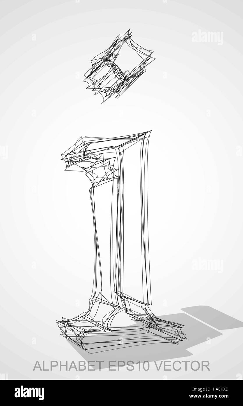 Abstract illustration of a Ink sketched lowercase letter I with ...