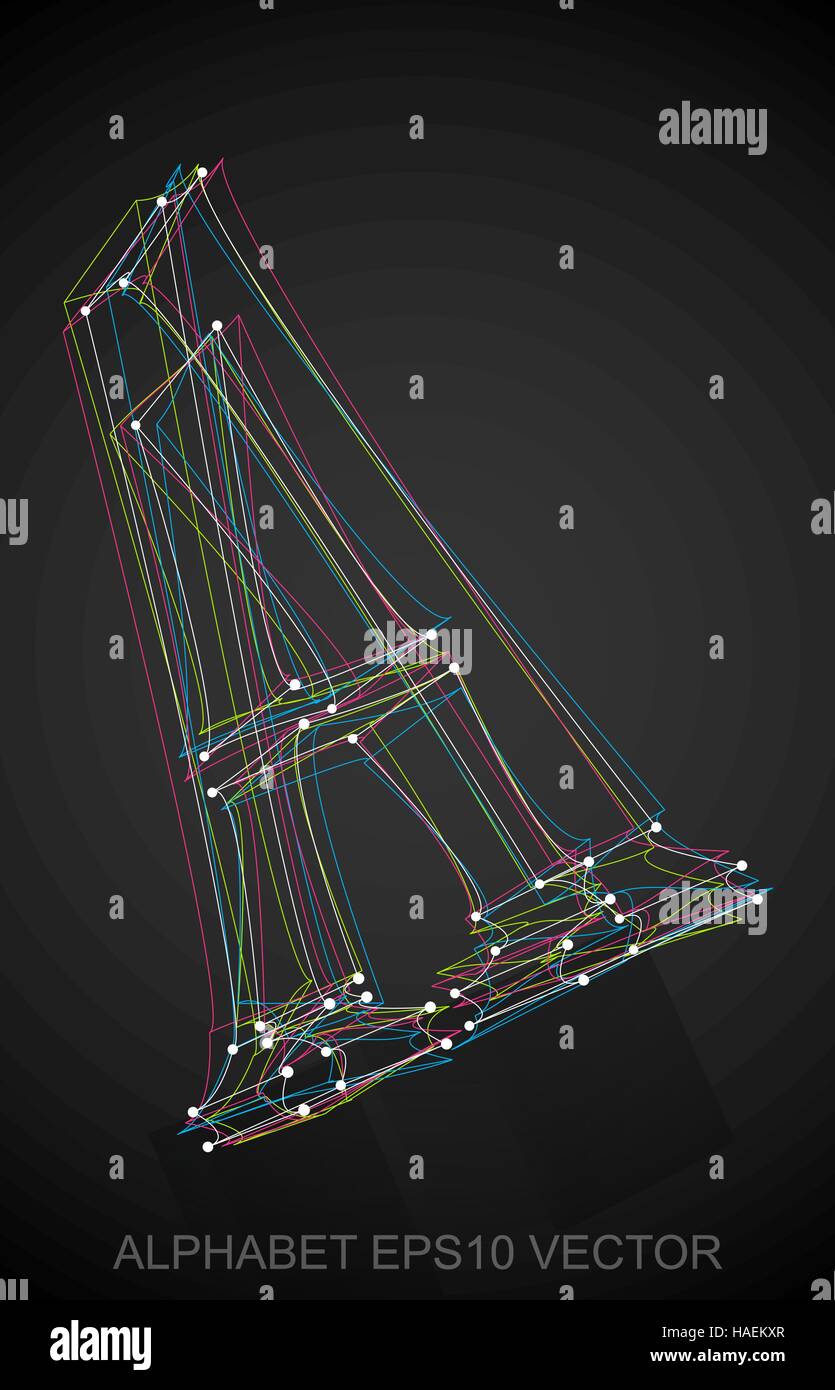 Abstract illustration of a Multicolor sketched uppercase letter A with ...