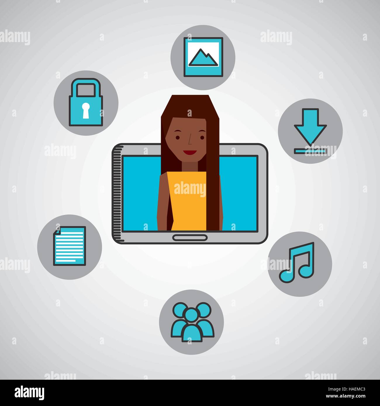 character girl technology social media icon vector illustration eps 10 ...