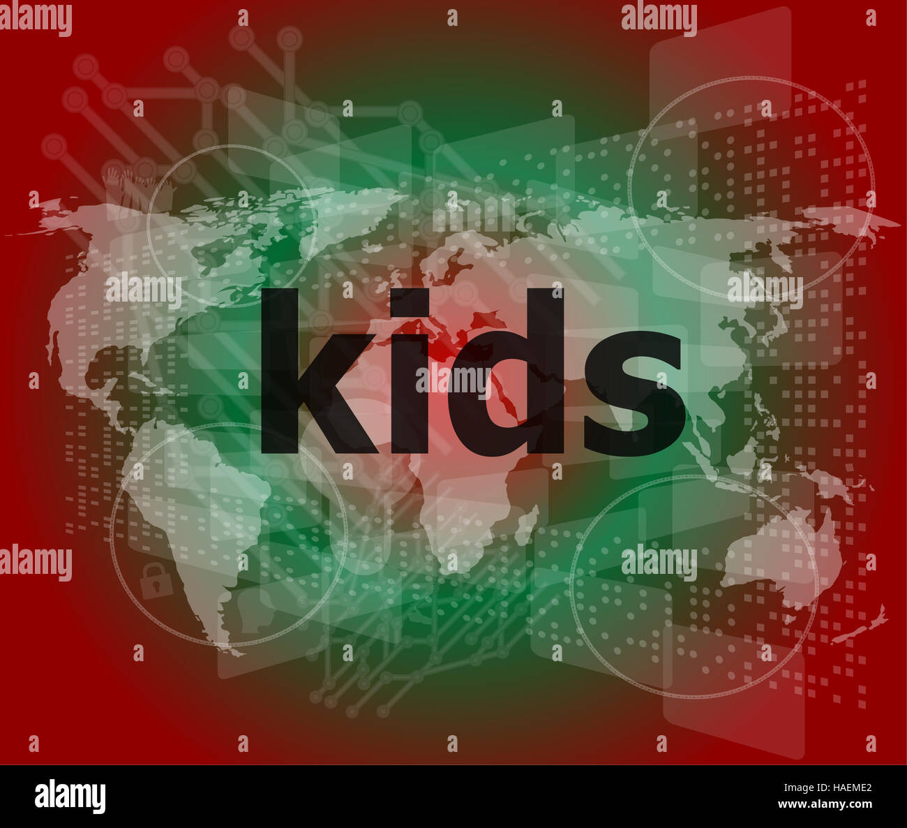kid word on a virtual digital background Stock Photo - Alamy