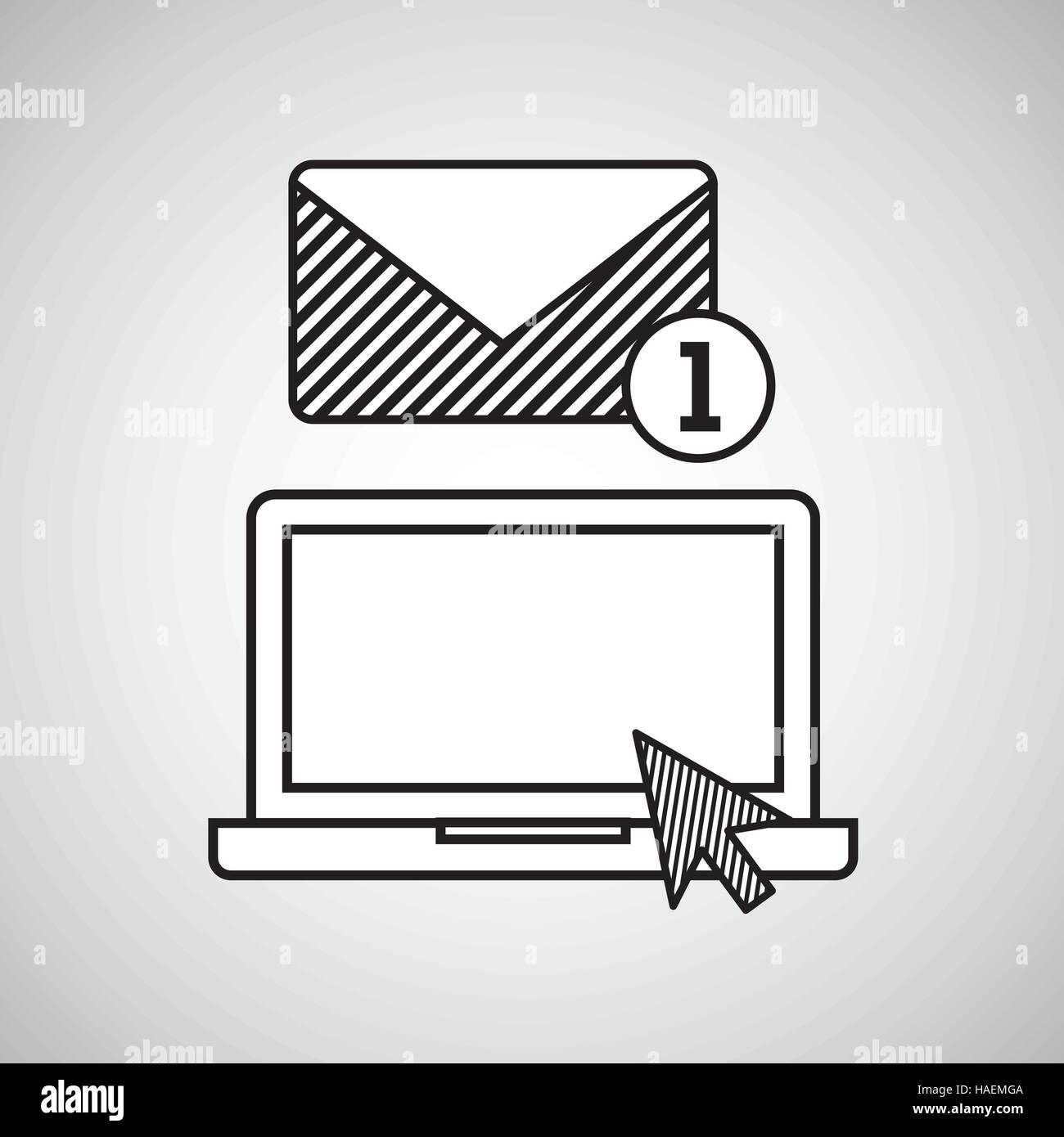 hand draw laptop email social network media vector illustration eps 10 ...