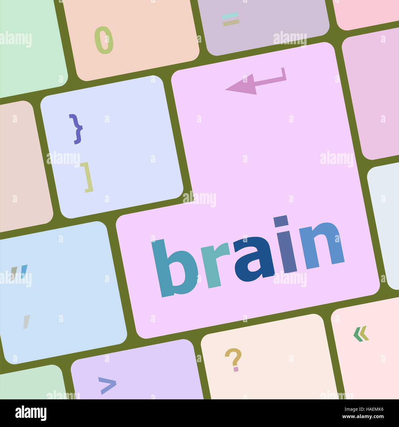 One Keyboard Key with brain word on it Stock Photo - Alamy